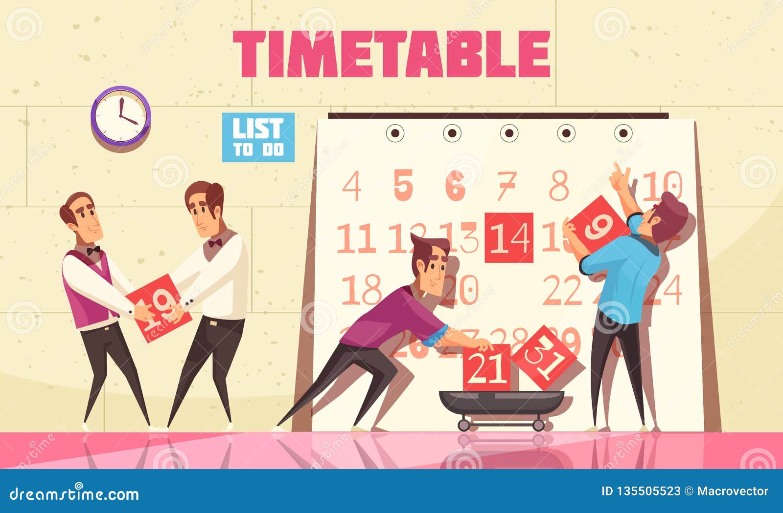 Timetable Vector Illustration Stock Vector - Illustration of poster ...