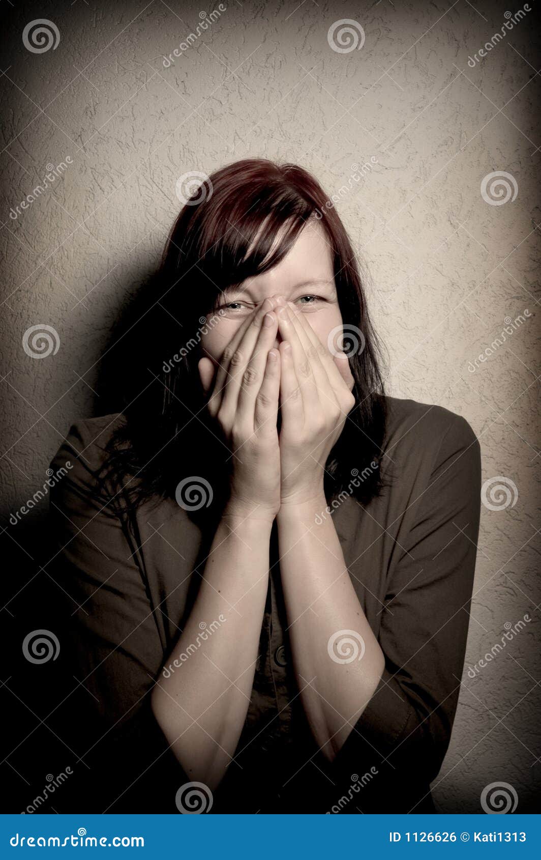 Timid laughter stock photo. Image of hide, hiding, joke - 1126626