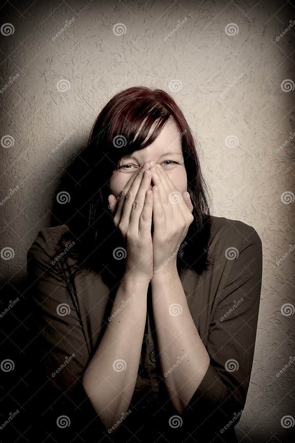 Timid laughter stock photo. Image of hide, hiding, joke - 1126626