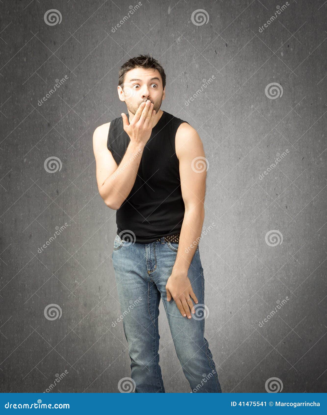 Timid man expressions stock image. Image of portrait - 41475541