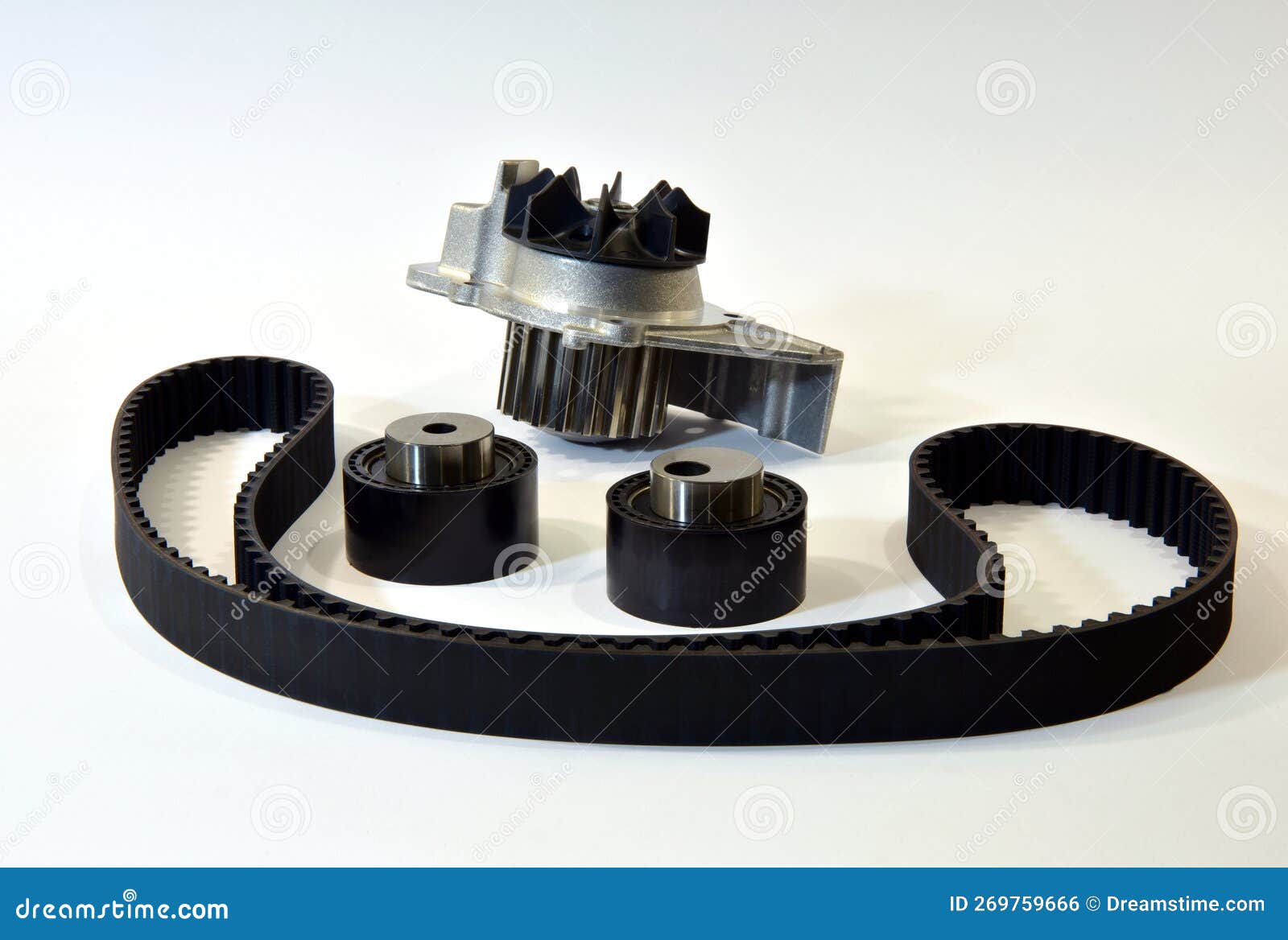 The Timing Belt, Rollers and Water Pump Stands on a White Background ...