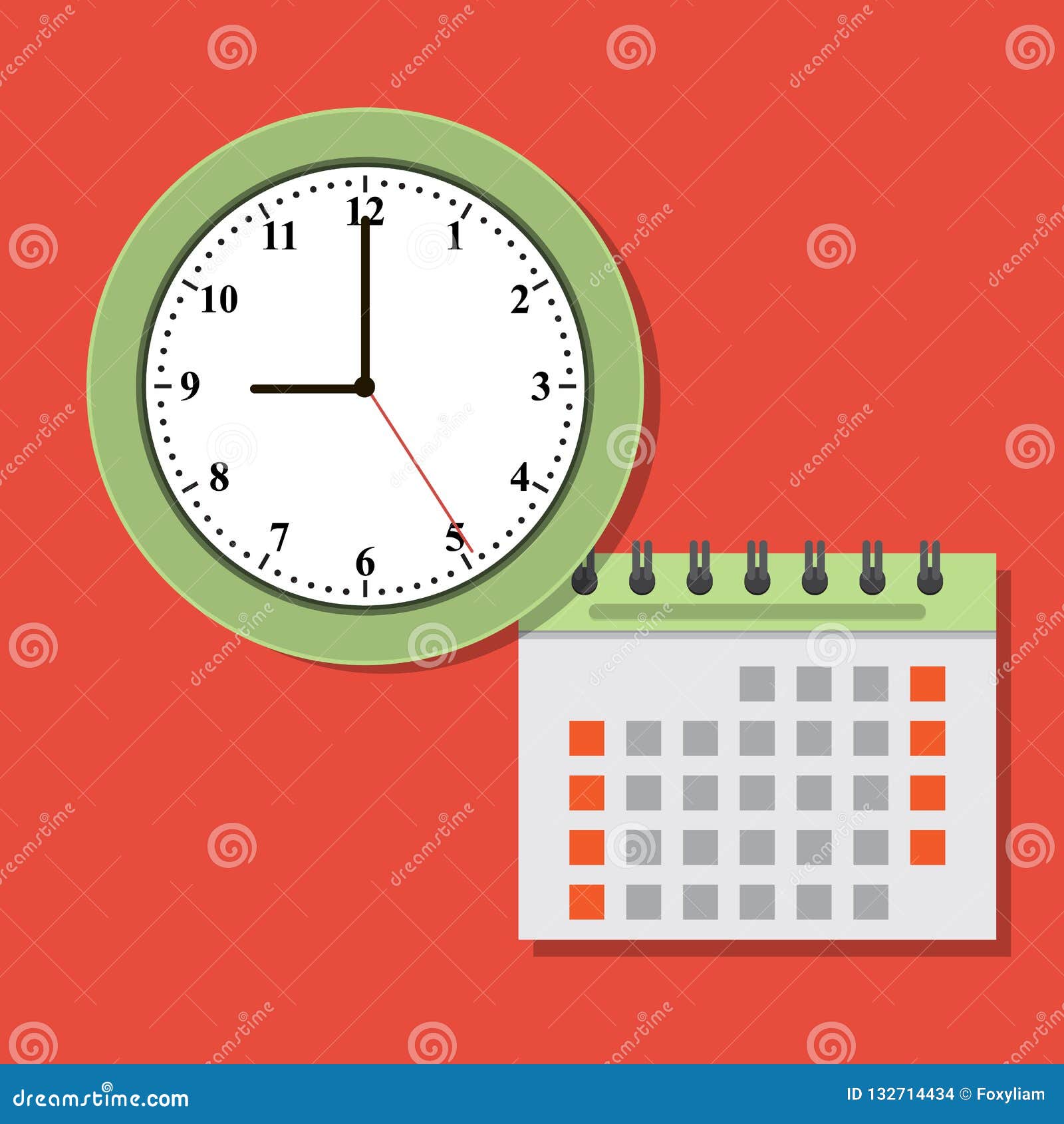Timing Concept Calendar and Clock Icon Stock Vector - Illustration of ...
