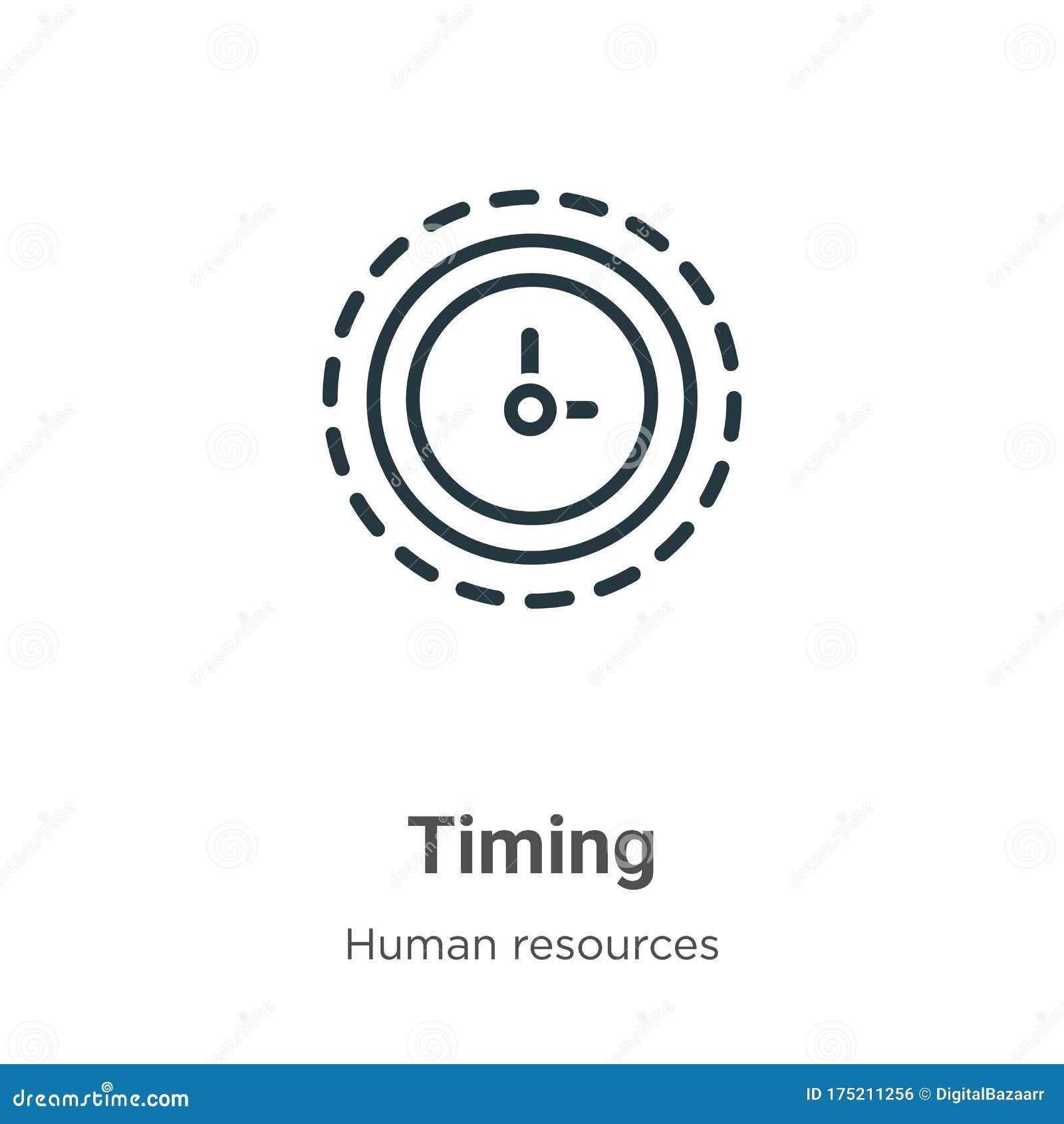 Timing Outline Vector Icon. Thin Line Black Timing Icon, Flat Vector ...