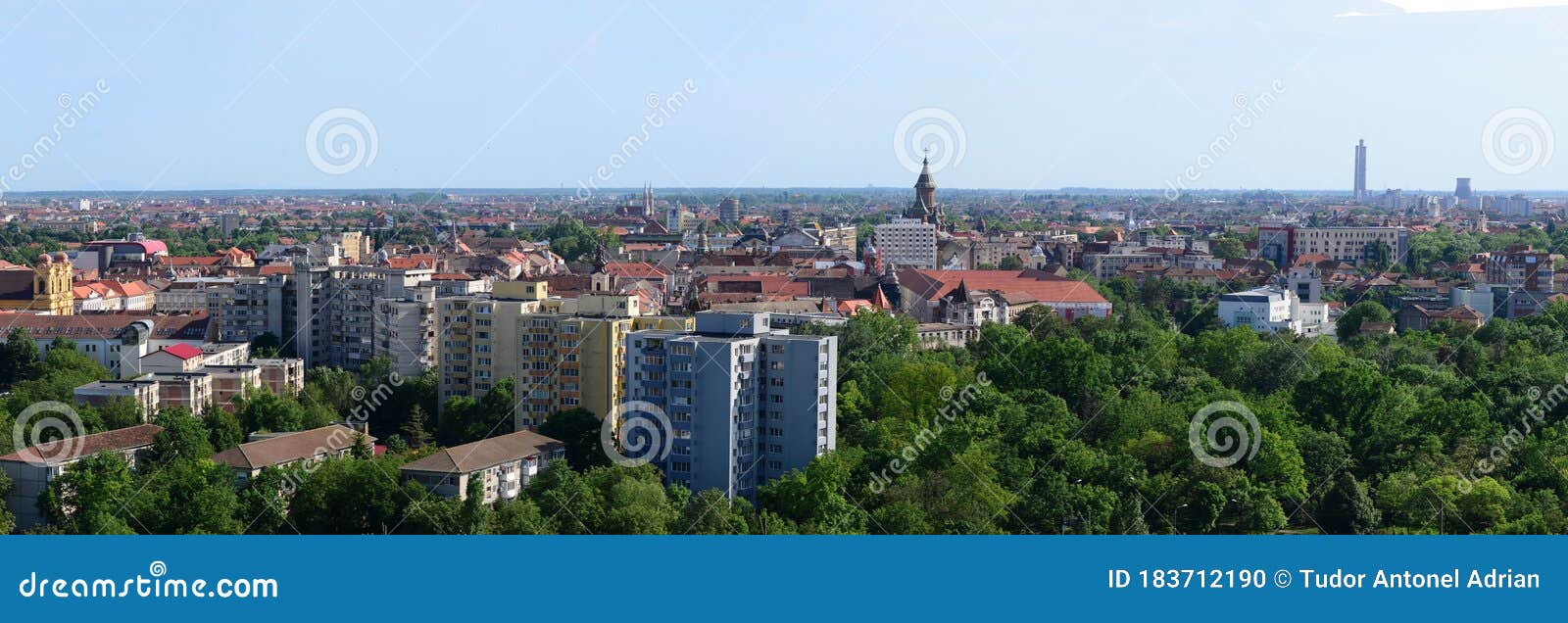 Timisoara city panorama stock photo. Image of landmark - 183712190