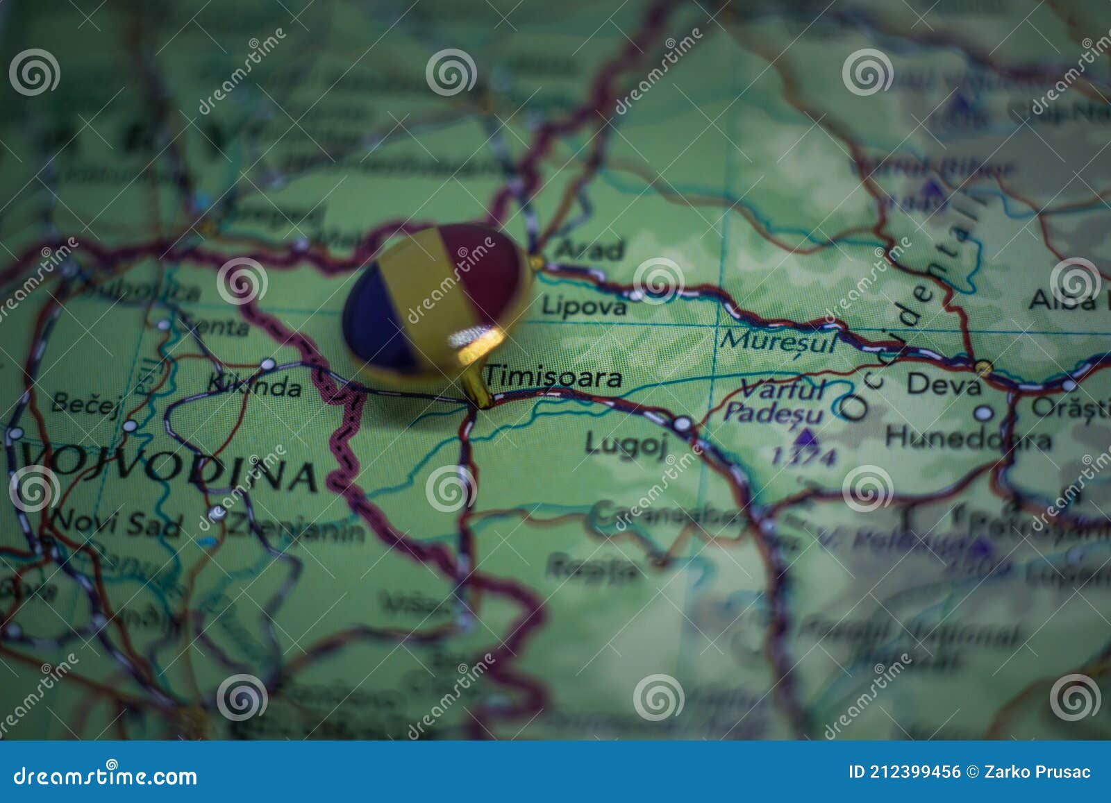 Timisoara Pinned on a Map with the Flag of Romania Stock Photo - Image ...
