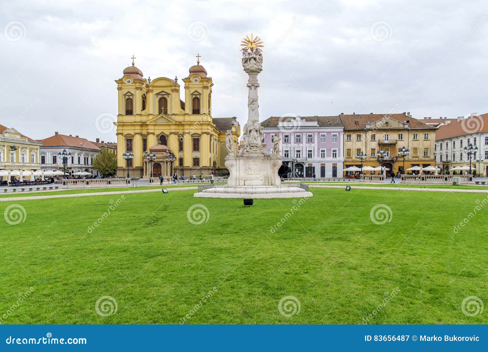 TIMISOARA, ROMANIA - 15 OCTOBER, 2016 Detail of the Holy Trinity Statue ...
