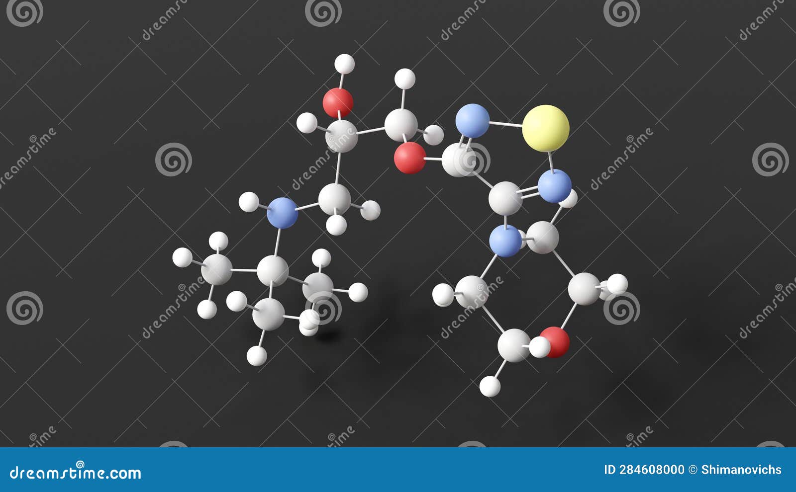 Timolol Molecule, Molecular Structure, Non-cardioselective Beta ...