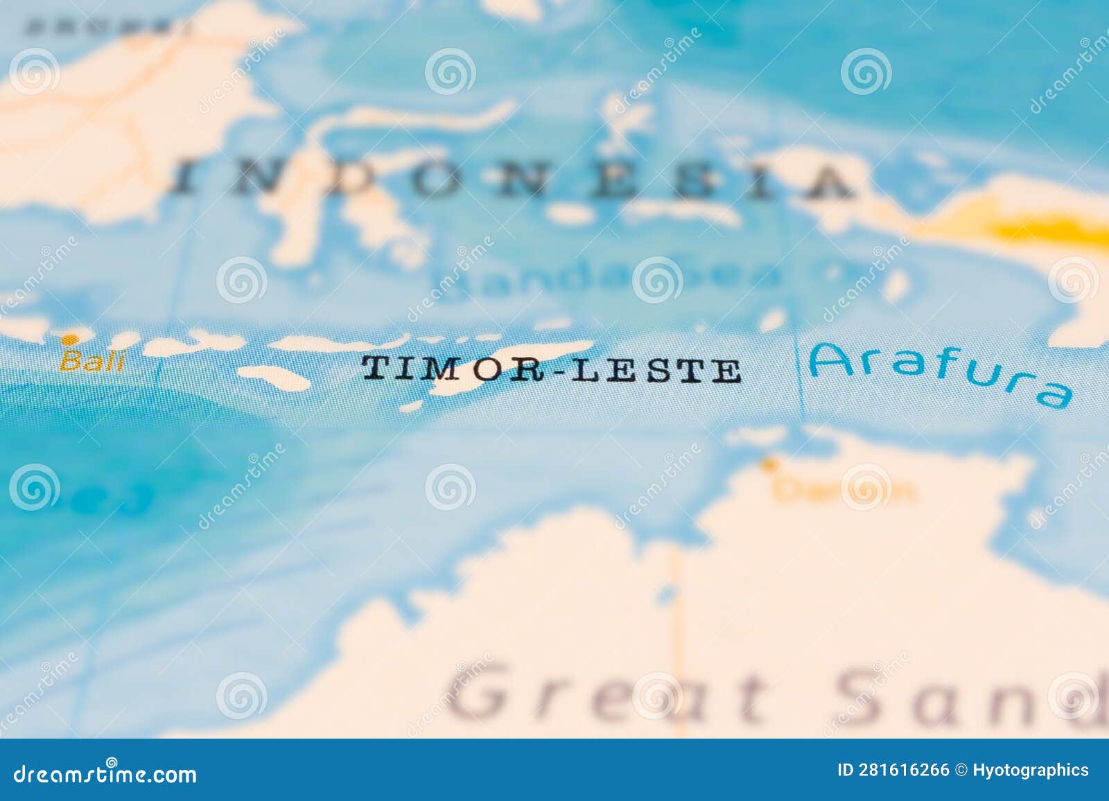 Timor-Leste in Focus on a Tilted World Map. Stock Illustration ...