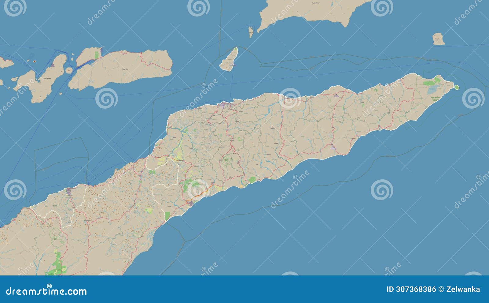 Timor Leste Outlined. Topo German Stock Illustration - Illustration of ...