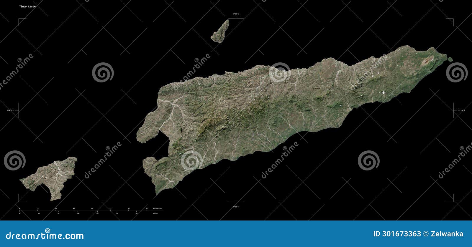 Timor Leste Shape on Black. Low-res Satellite Stock Illustration ...