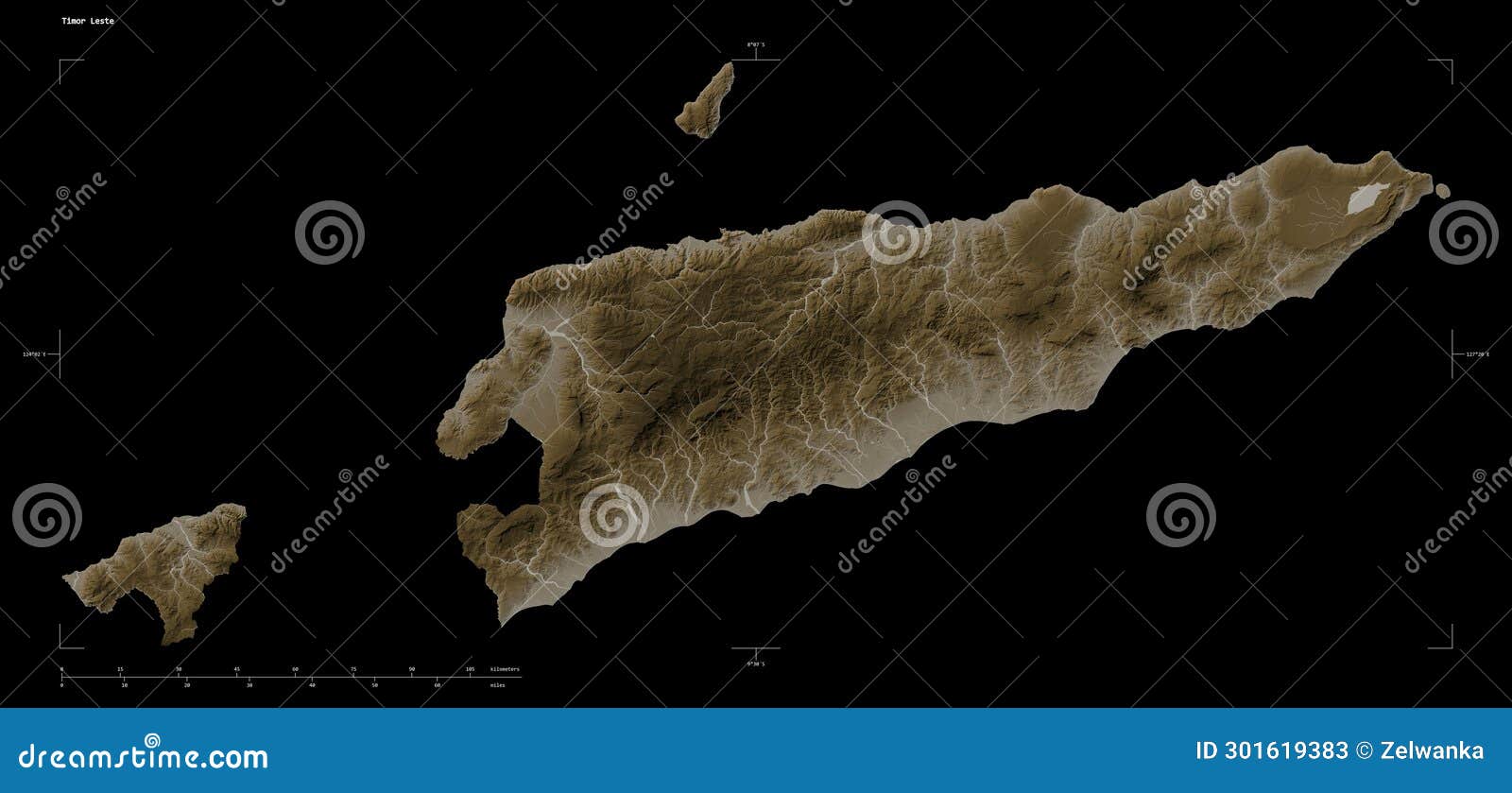 Timor Leste Shape on Black. Sepia Stock Illustration - Illustration of ...