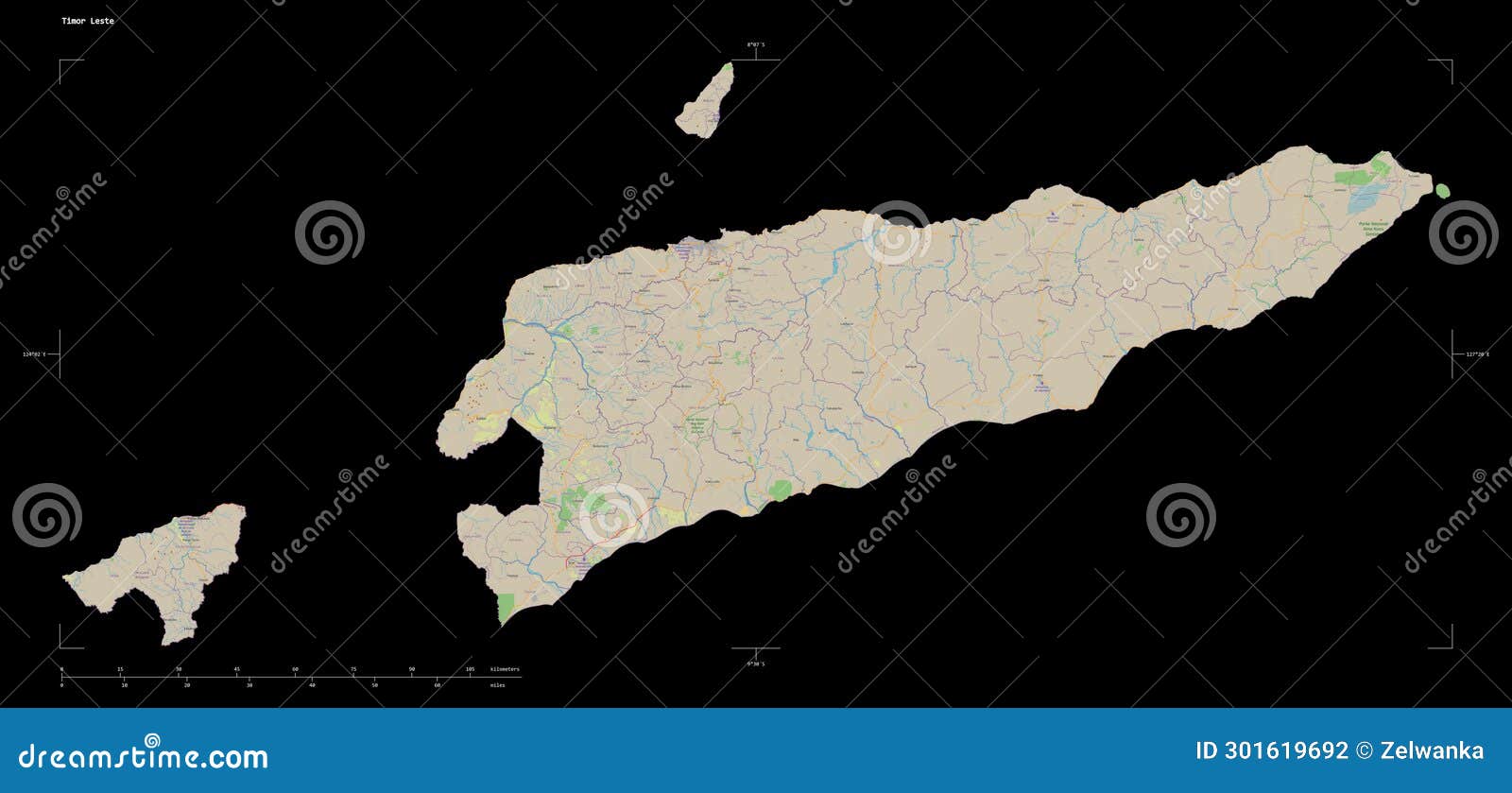 Timor Leste Shape on Black. Topo Standard Stock Illustration ...