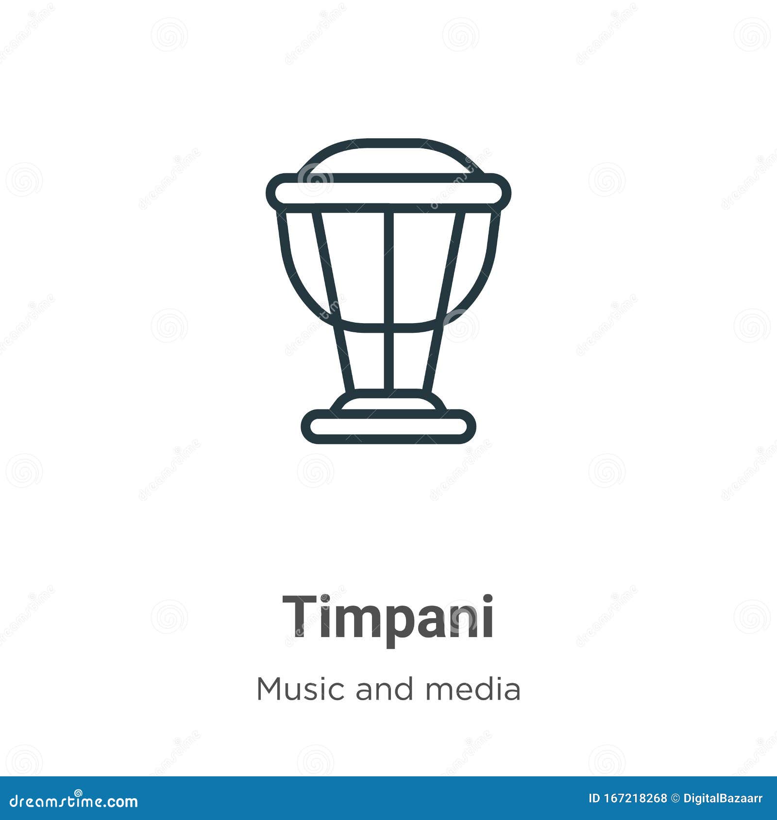 Timpani Outline Vector Icon. Thin Line Black Timpani Icon, Flat Vector ...