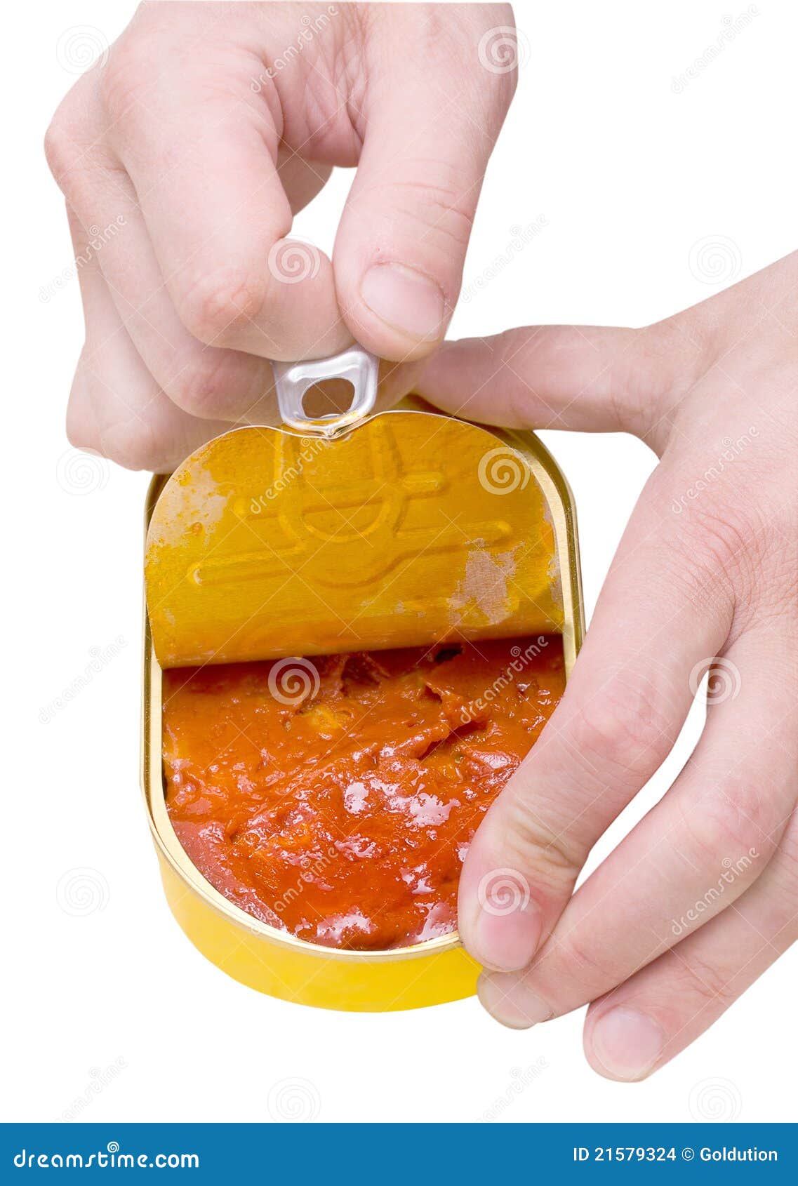 Tin can stock photo. Image of preserved, hands, open - 21579324