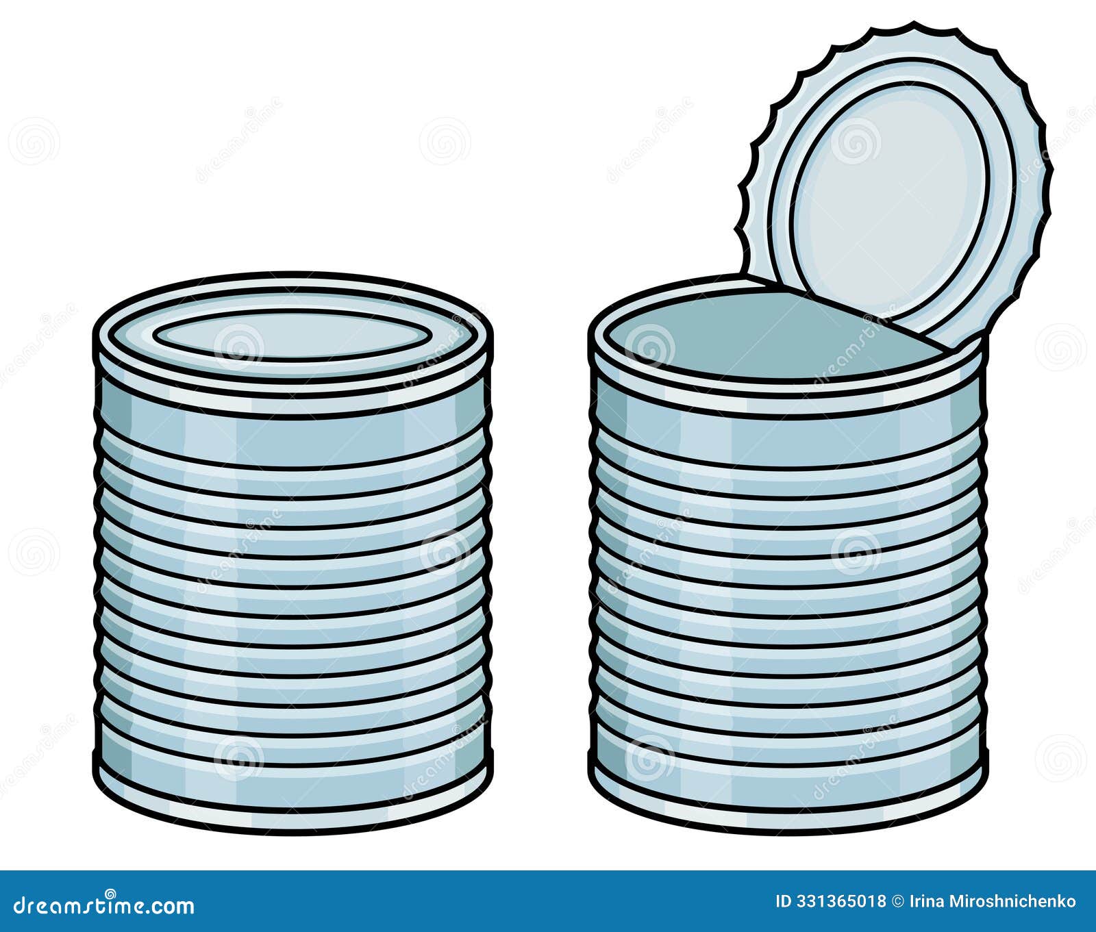 Tin Can Drawing Set, Closed and Open Stock Vector - Illustration of ...