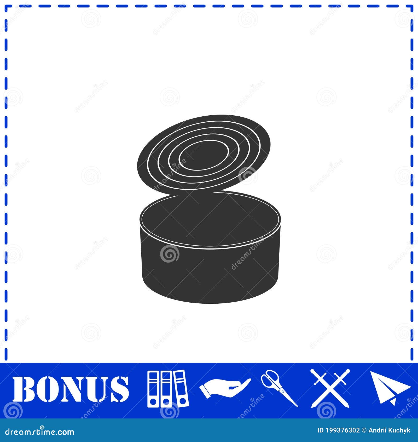 Tin can icon flat stock illustration. Illustration of dinner - 199376302