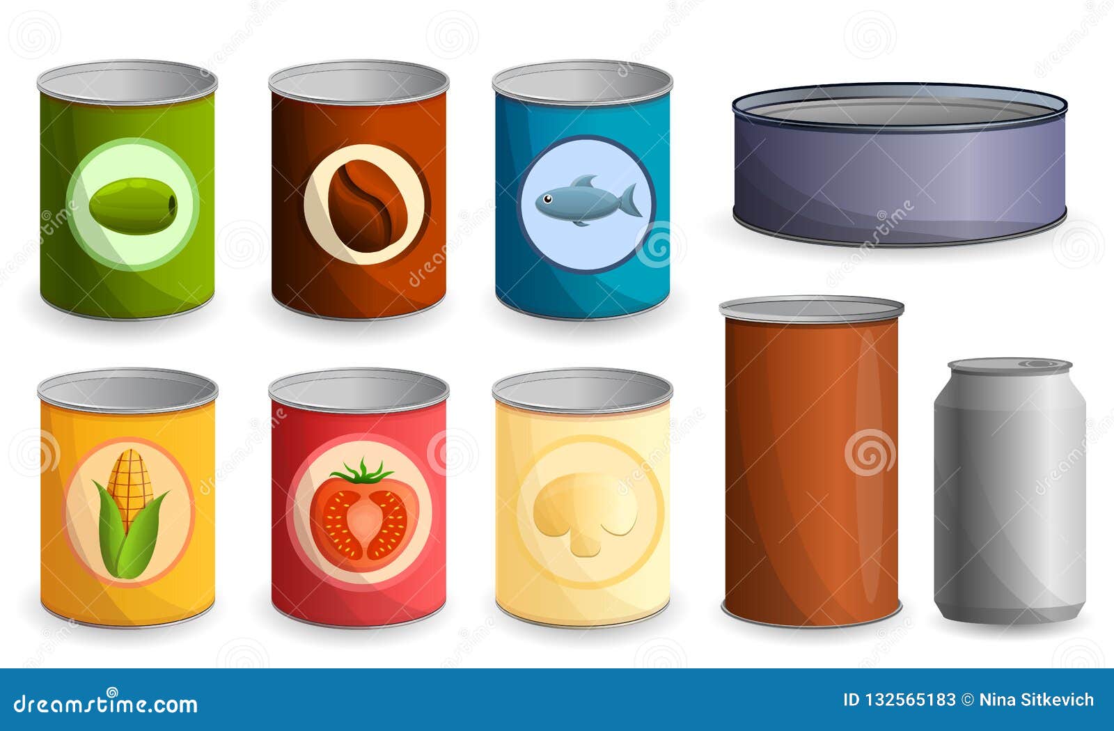 Tin Can Icon Set, Cartoon Style Stock Vector - Illustration of grocery ... Tin Can Icon Set, Cartoon Style Stock Vector - Illustration of grocery ...