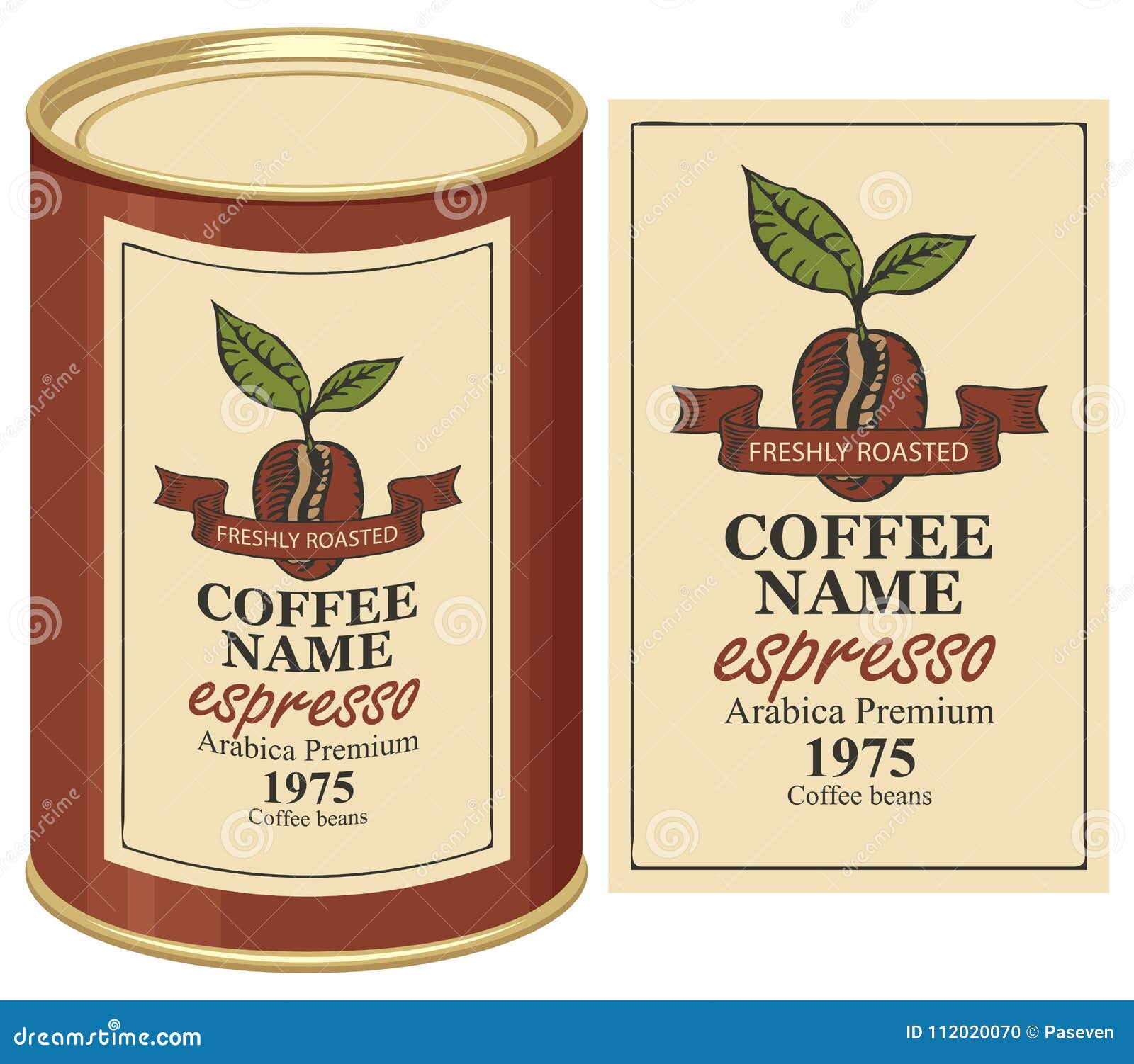 A Tin Can with Label for Coffee Beans Stock Vector - Illustration of ...