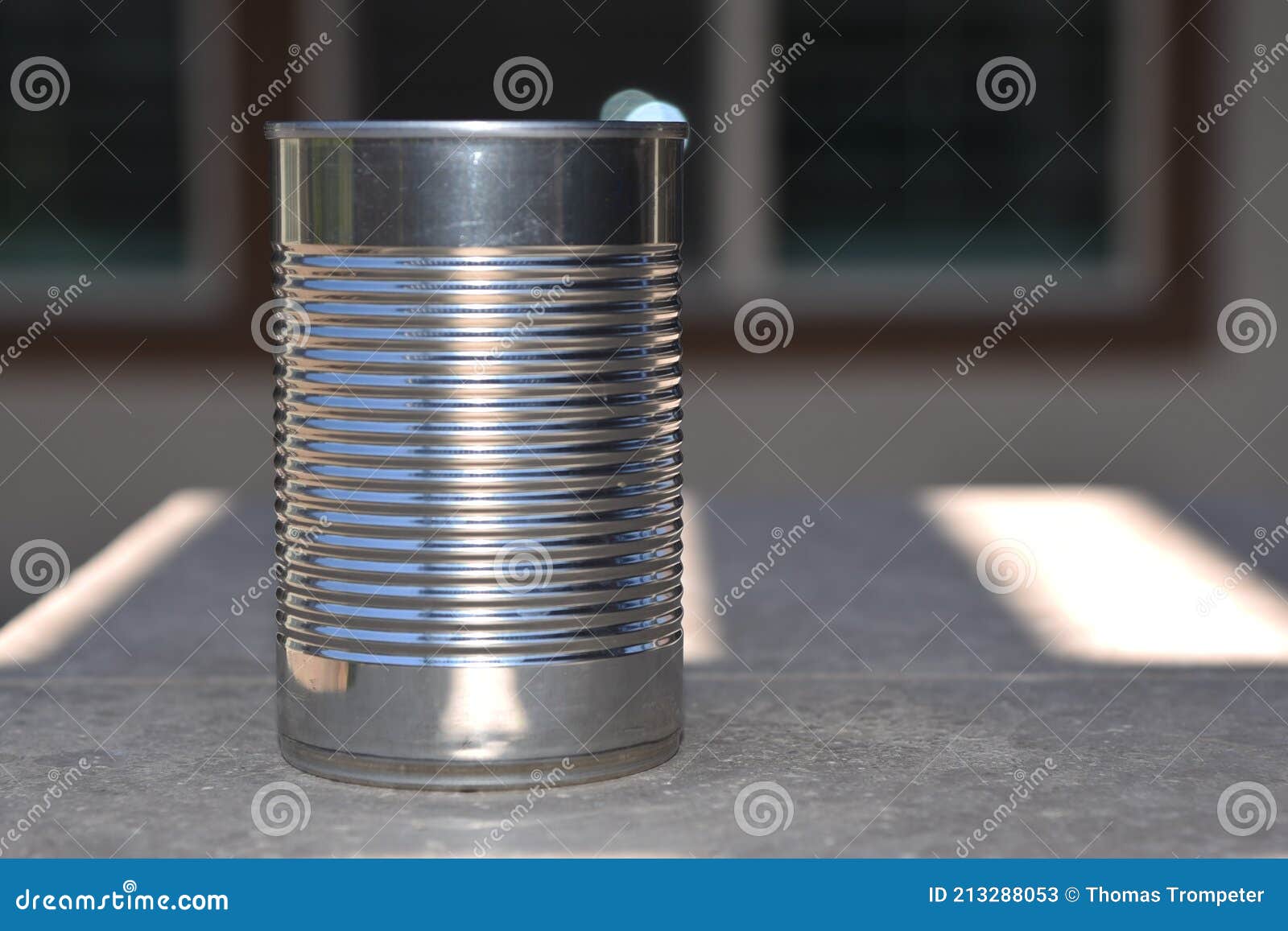 Tin can with no label stock image. Image of metal, label - 213288053