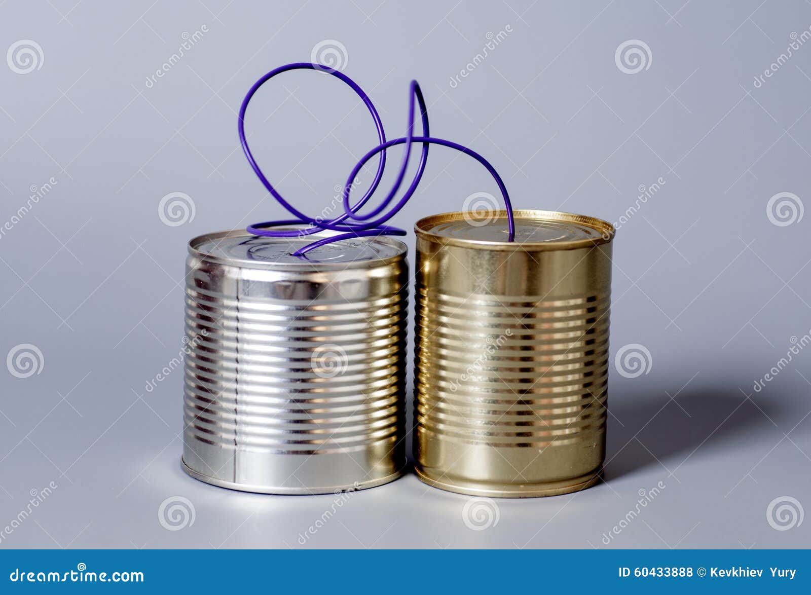 Tin Can Phone.communication Concept on Gray Stock Photo - Image of ...