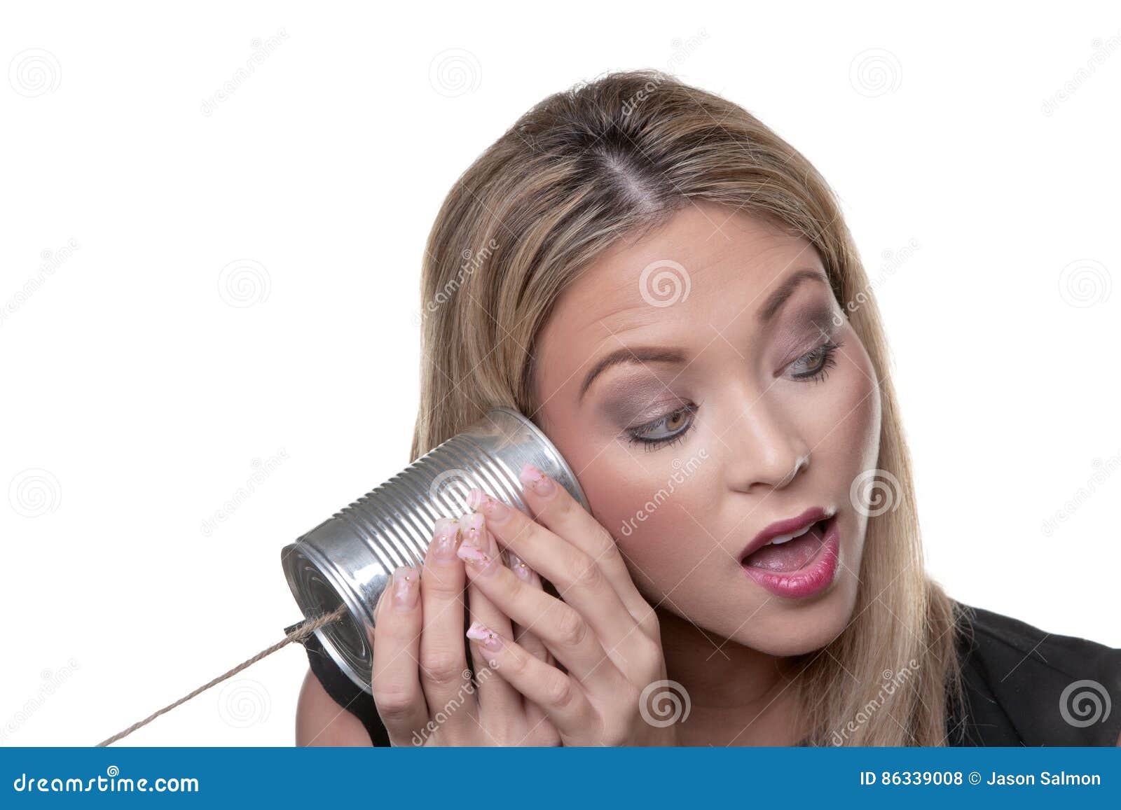 Tin Can on a Pieces of String To Communicate Stock Photo - Image of ...