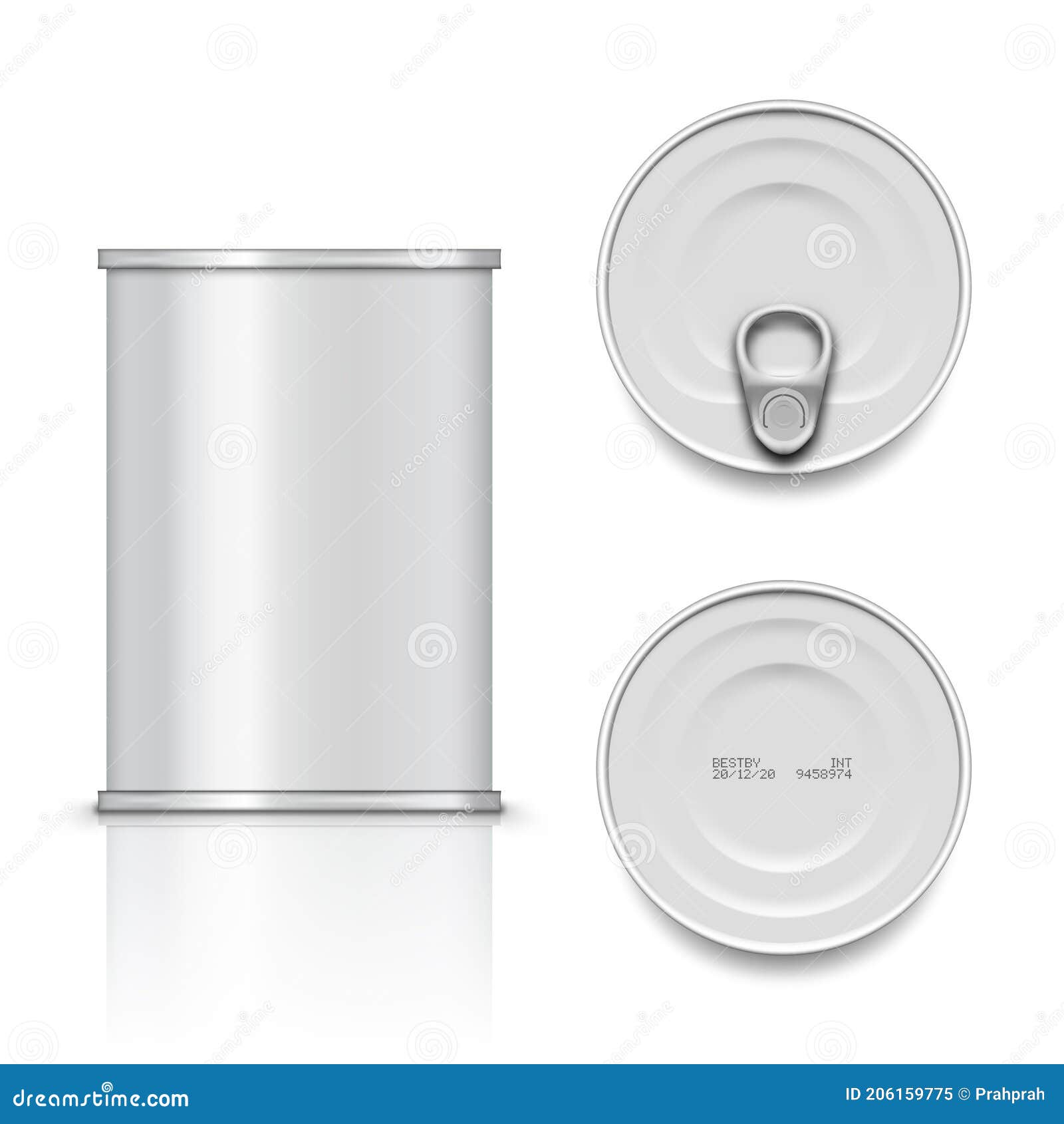 Tin Can with Pull Ring. Side, Top and Bottom View Stock Vector ...