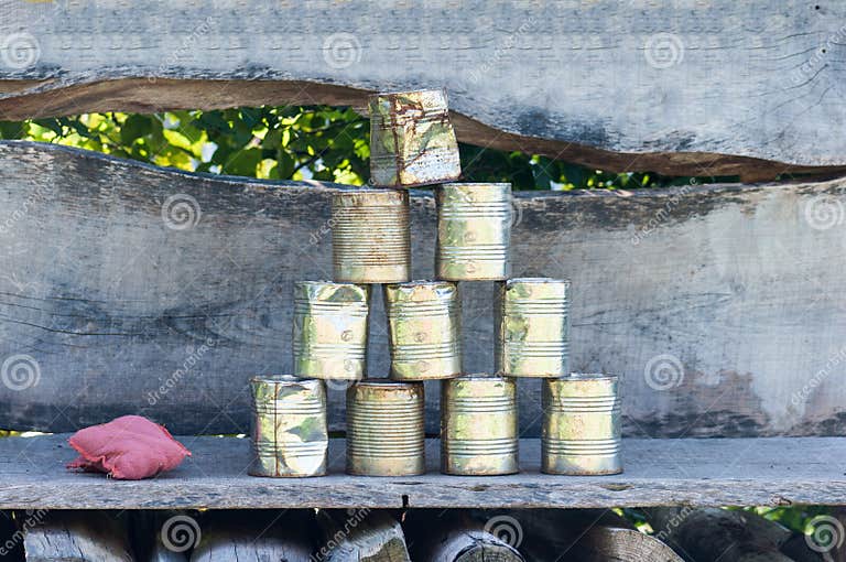 Tin Can Pyramid Game -at a Fair Stock Image - Image of pyramid, game ...