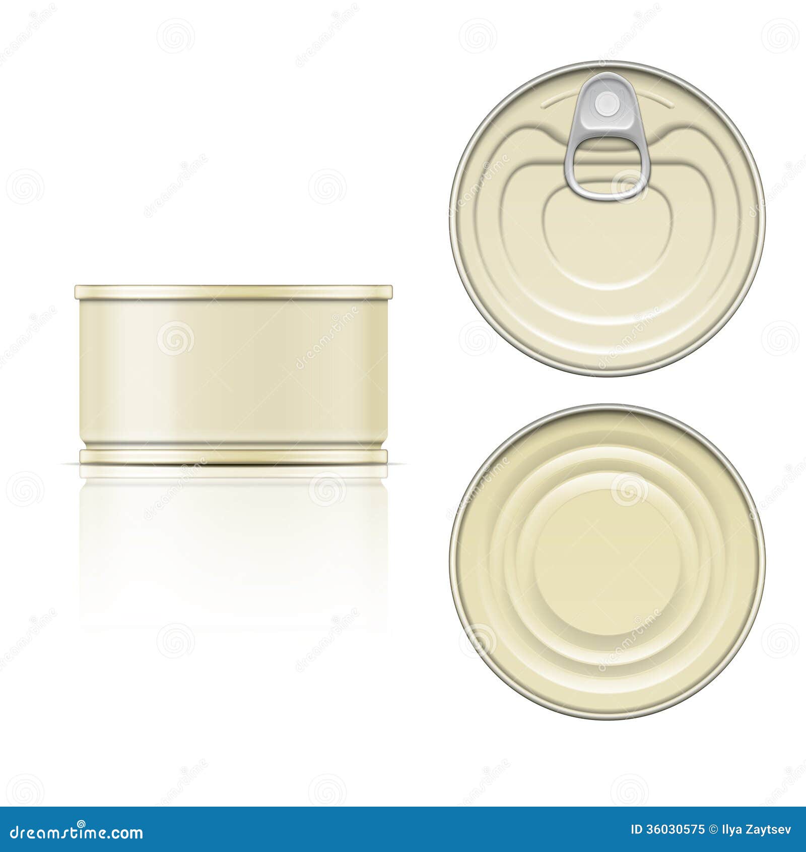 Tin Can with Ring Pull: Side, Top and Bottom View Stock Vector ...