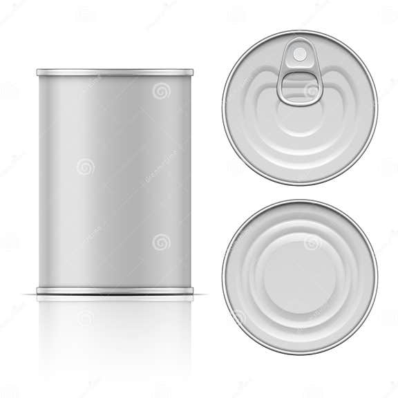 Tin Can with Ring Pull: Side, Top and Bottom View Stock Vector ...