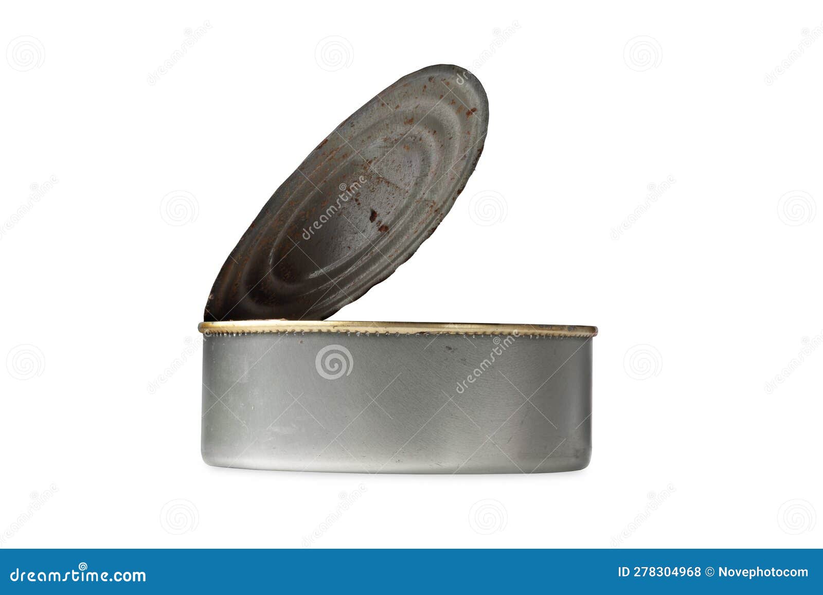 Tin Can. Side View Open Tin Can without Label Isolated on a White Stock ...