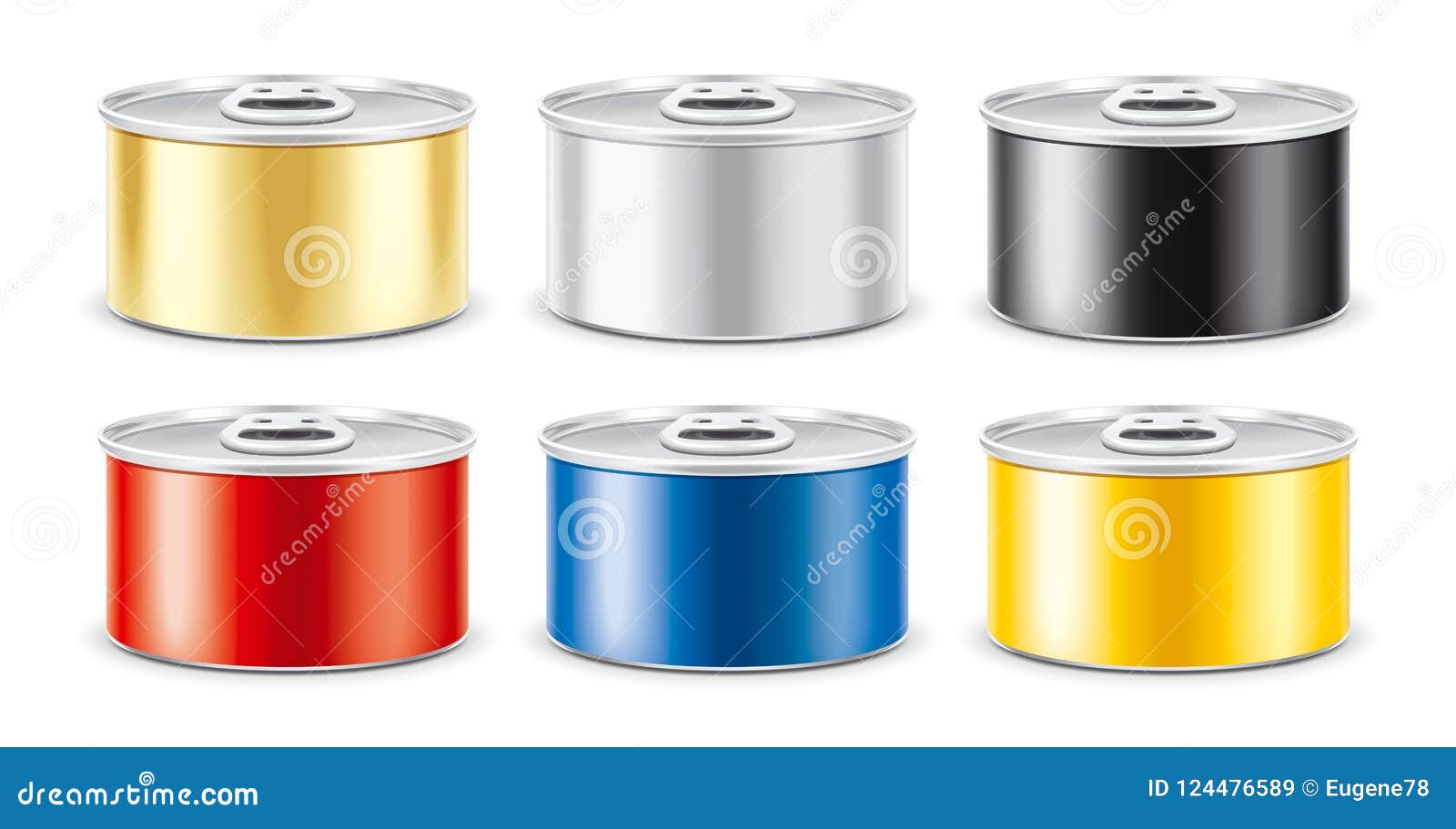 Tin Can. Silver Version. with Ring Stock Vector - Illustration of blue ...