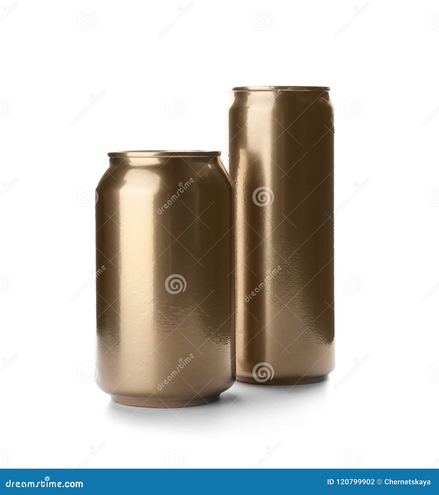 Tin cans with beverages stock photo. Image of object - 120799902