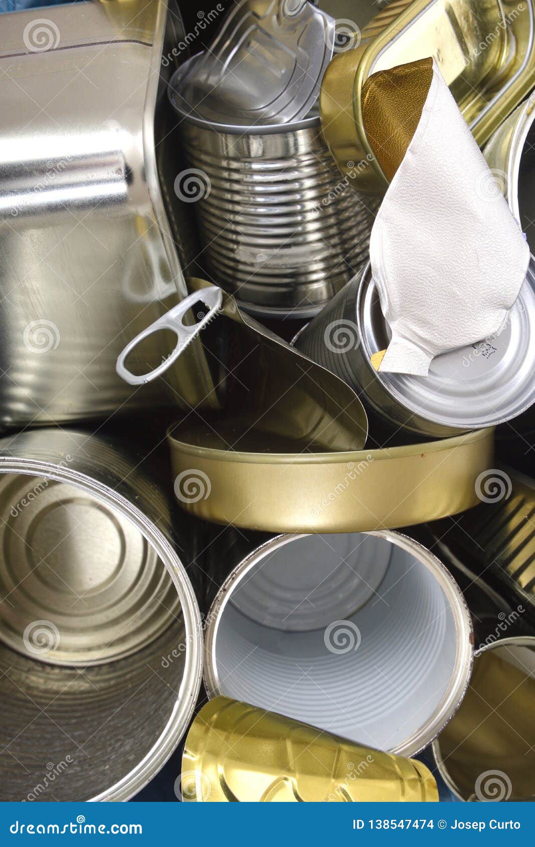 Tin Cans Inside a Garbage Can,top View Stock Photo - Image of metallic ...