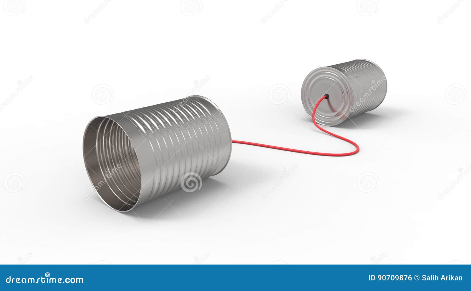 Tin Cans Telephone Isolated on White Background. 3D Illustrating Stock ...