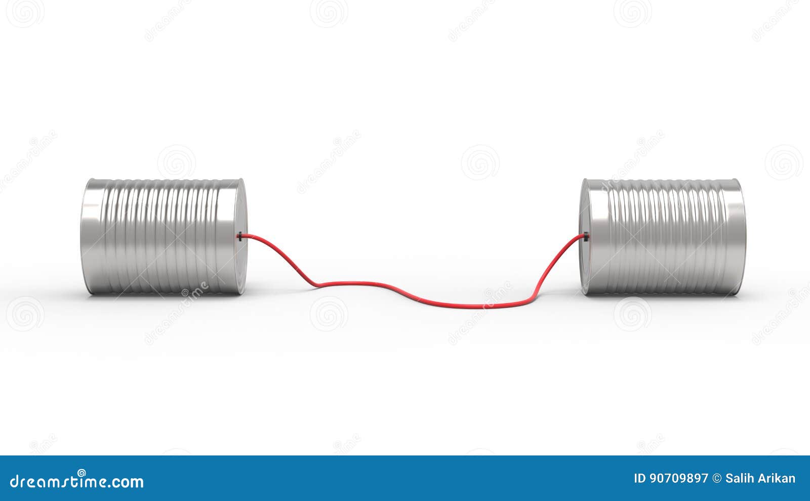 Tin Cans Telephone Isolated on White Background. 3D Illustrating Stock ...