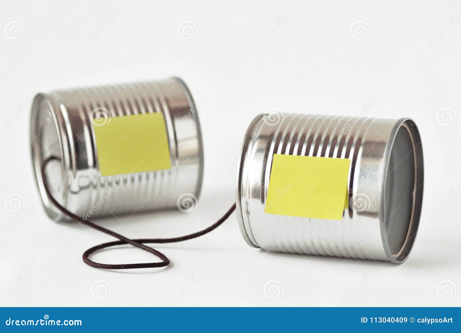 Tin Cans Phone with Paper Note - Communication Concept Stock Image ...