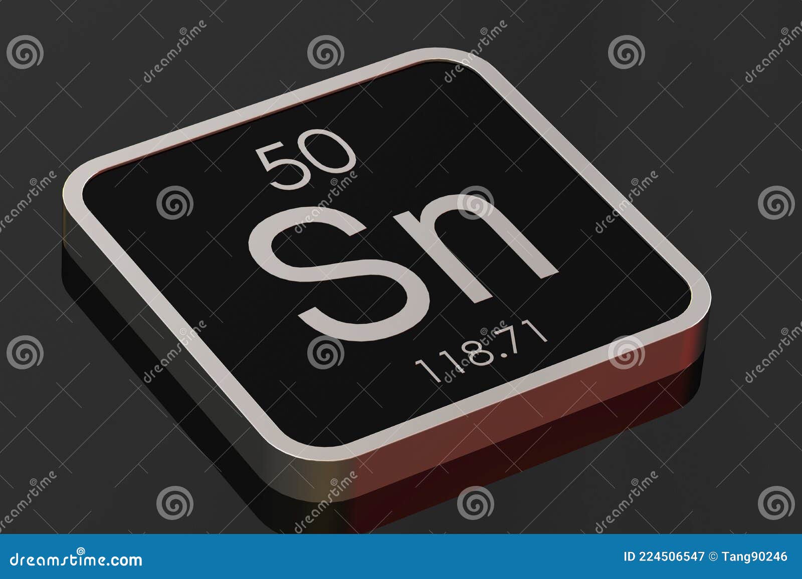 Tin Element from Periodic Table on Black Square Block Stock ...
