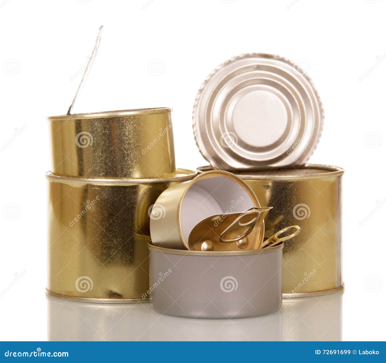 Tin Empty Cans Isolated on White. Stock Image - Image of chrome ...