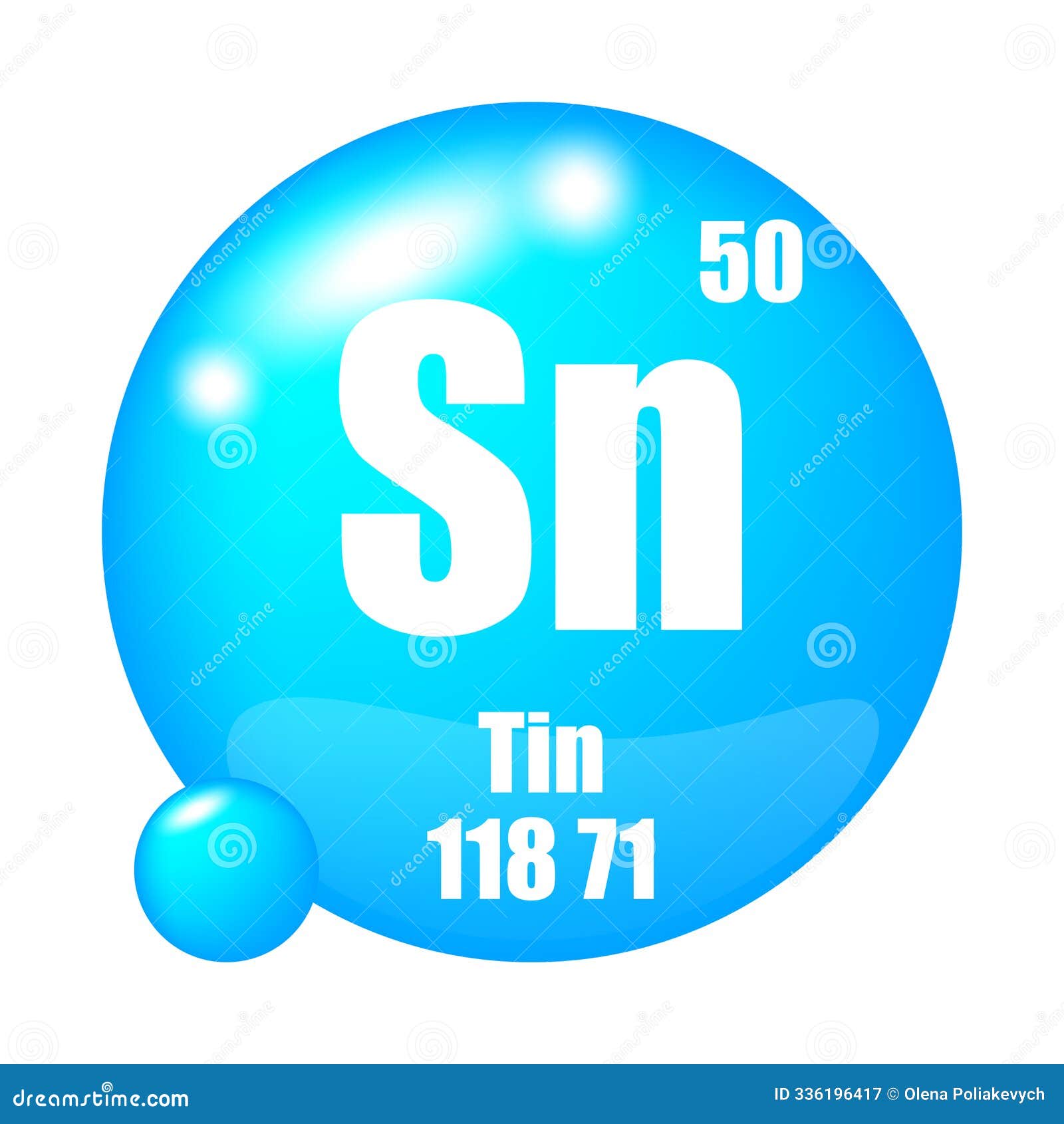 Tin Icon. Sn Chemical Element. Atomic Number 50. Mass 118.71. Blue ...
