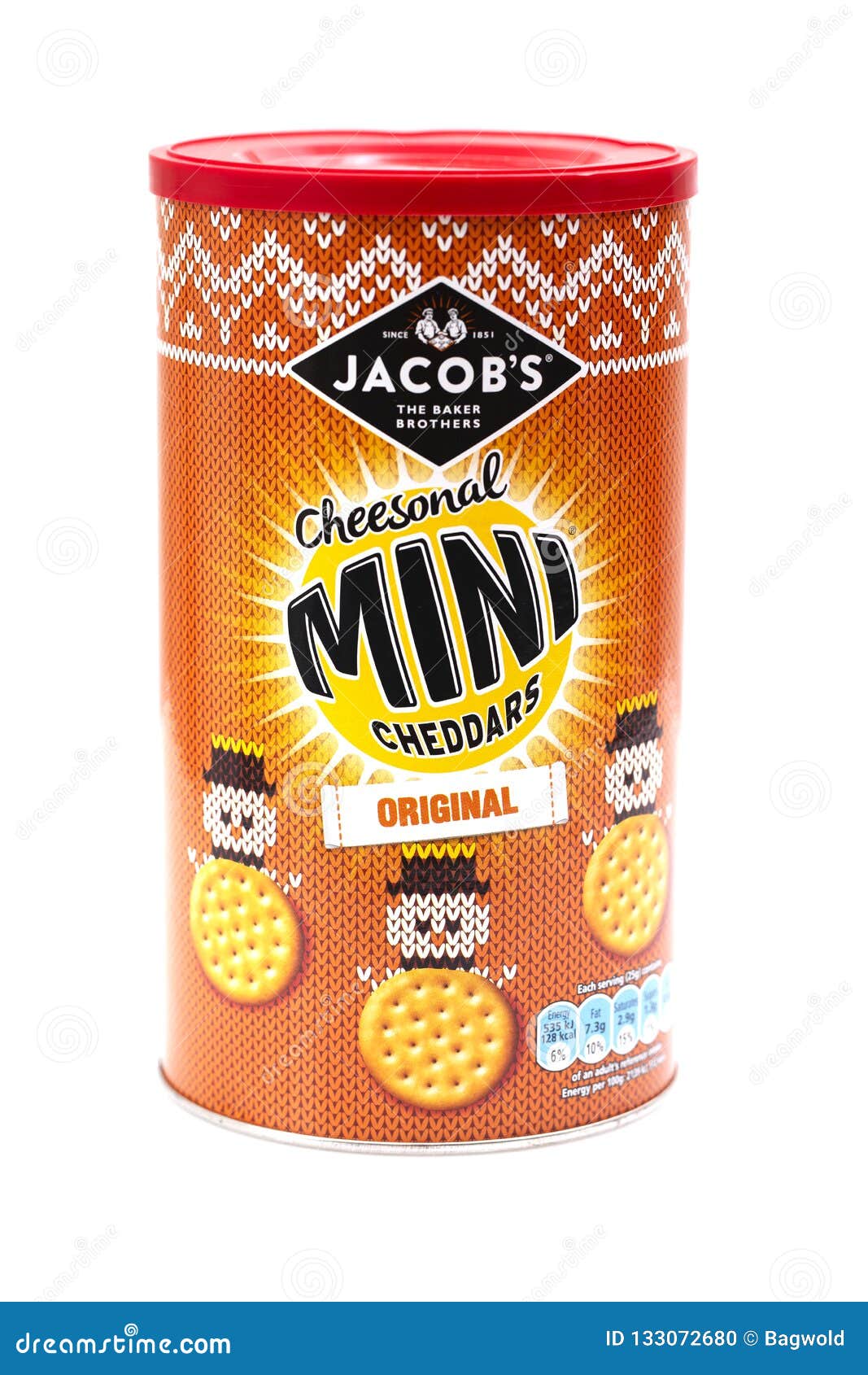 Tin of Jacobs Original Mini Cheddars Em Um Fundo Branco Imagem ...