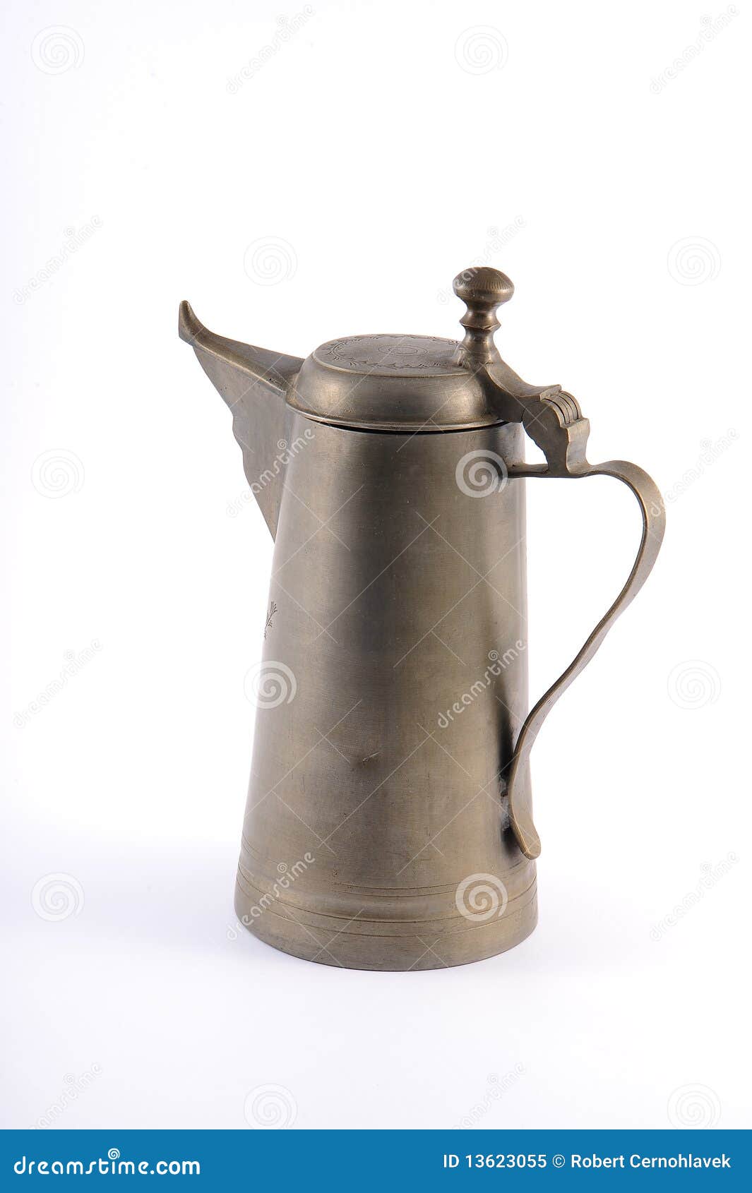 Tin jug with lid stock image. Image of closeup, handle - 13623055
