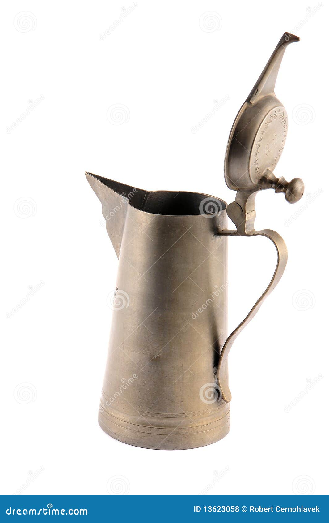 Tin jug with lid stock photo. Image of pitcher, aluminum - 13623058