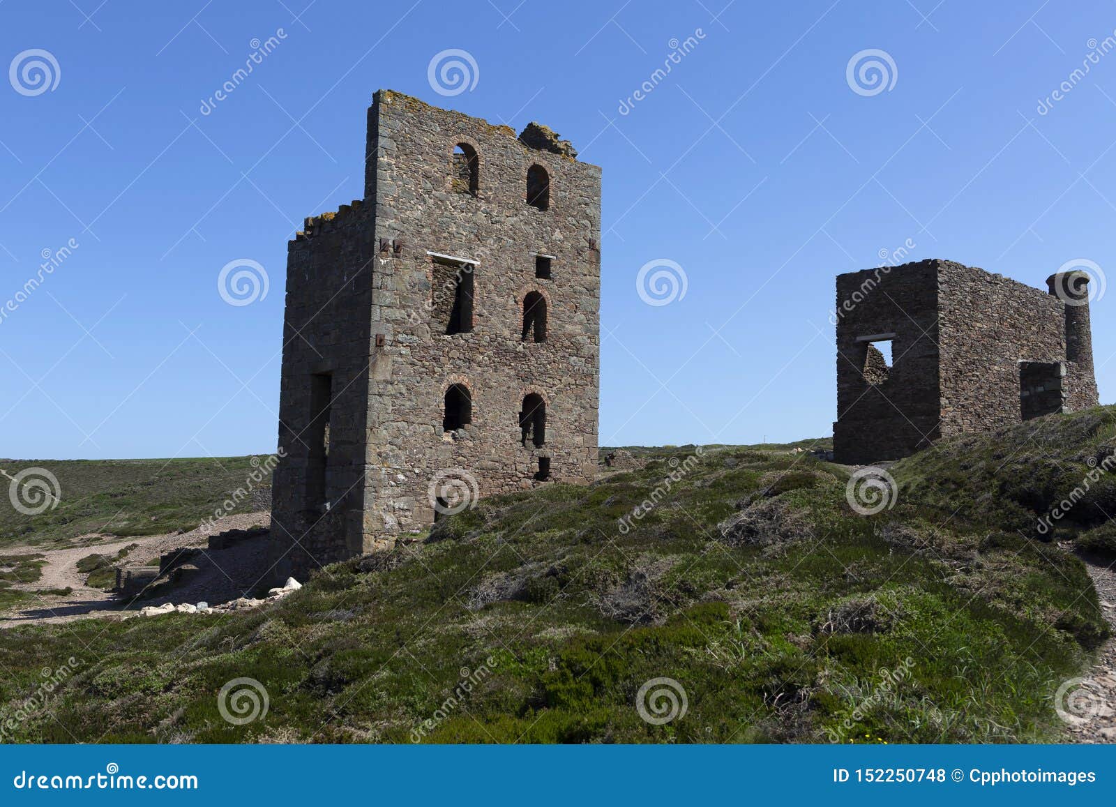 Tin mine in Cornwall, UK stock photo. Image of slope - 152250748