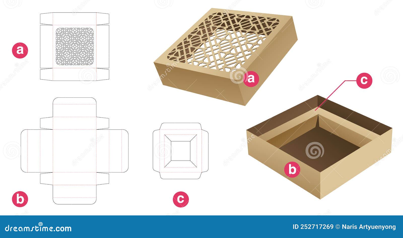Packaging Box With Stenciled Pattern Die Cut Template Vector ...
