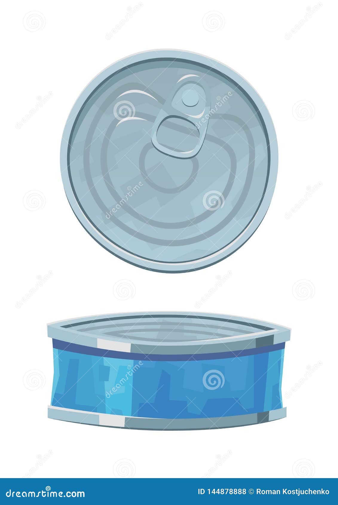 Tin Packaging in Cartoon Style Isolated on White Background Stock ...