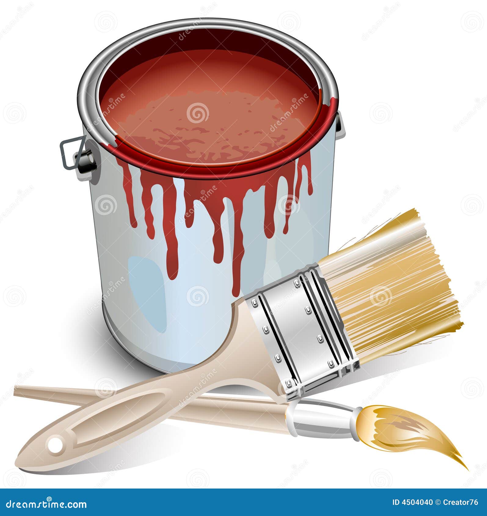Tin with paint and brushes stock vector. Illustration of white - 4504040