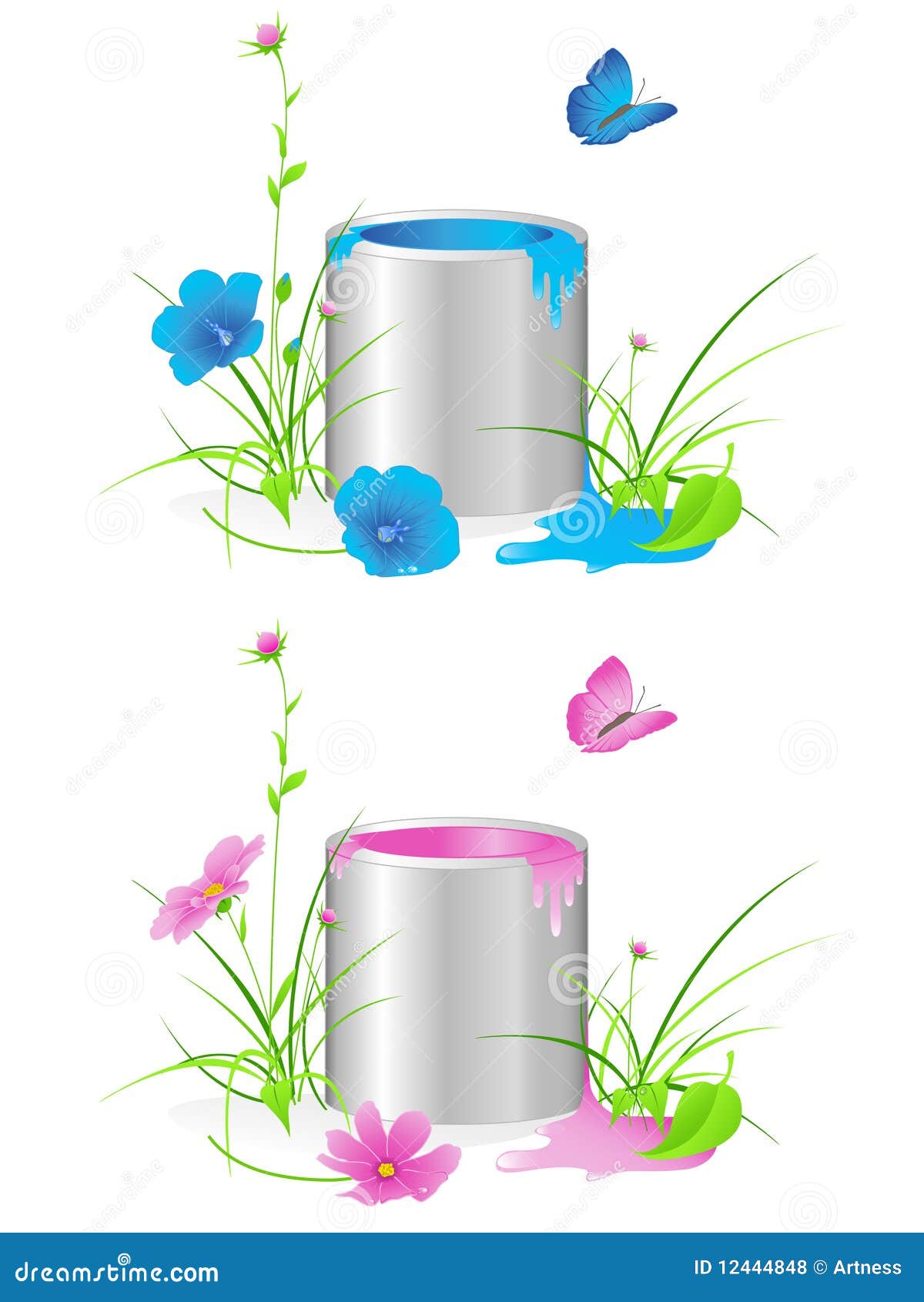 Tin with a Paint and Flowers Stock Vector - Illustration of nature ...