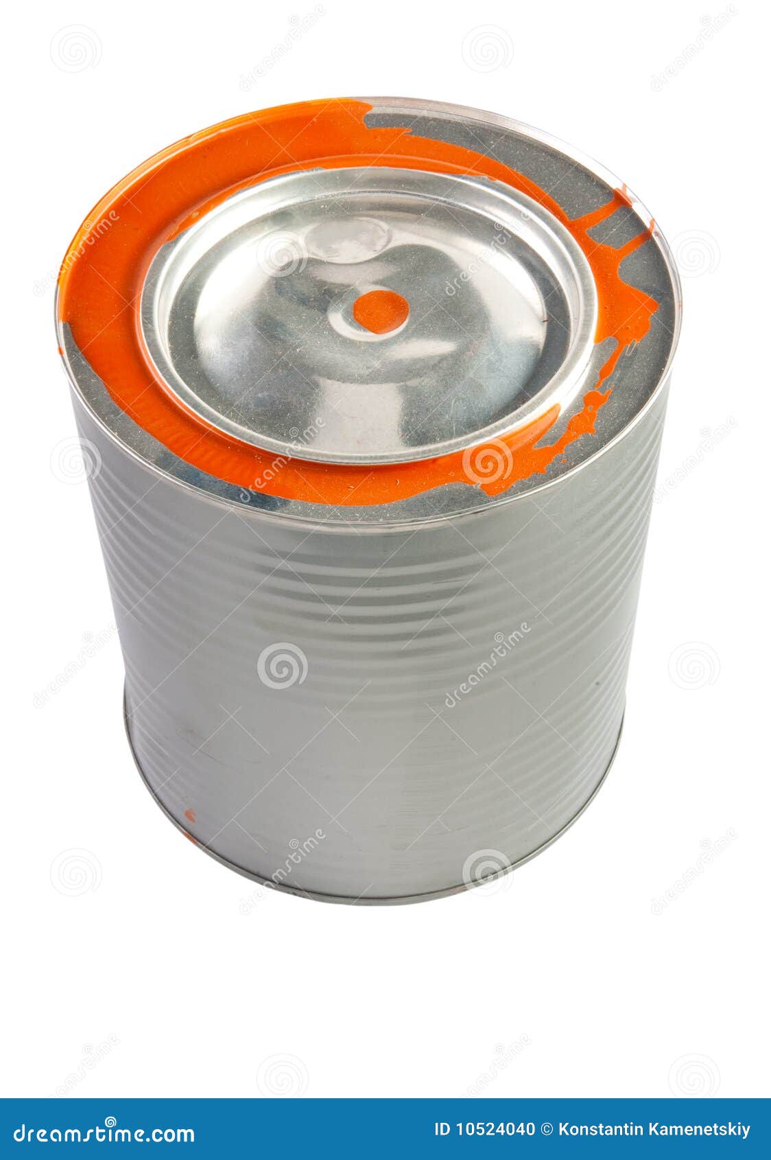 Tin of a red paint. stock photo. Image of isolated, acrylic - 10524040