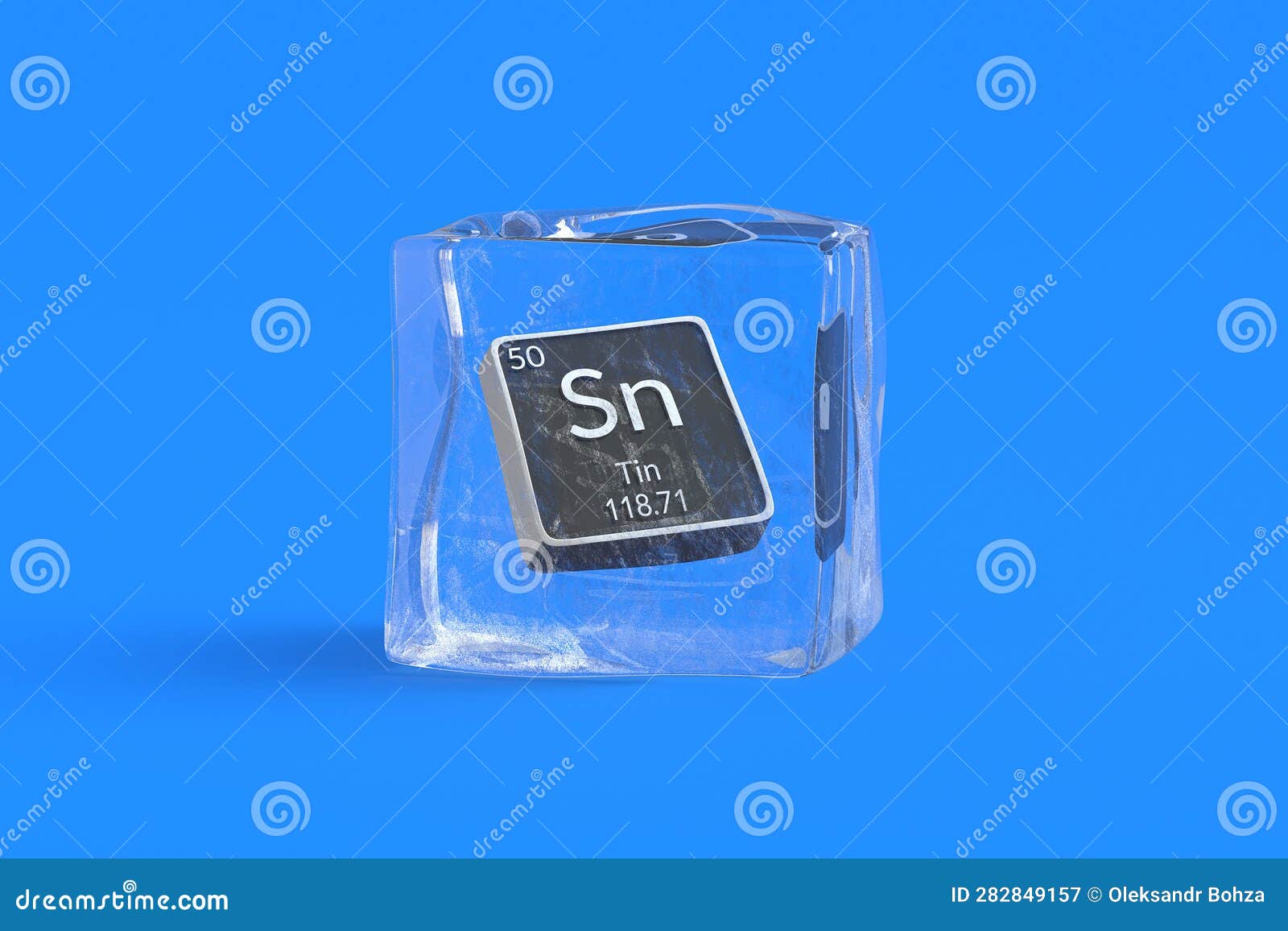Tin Sn Chemical Element of Periodic Table in Ice Cube Stock ...