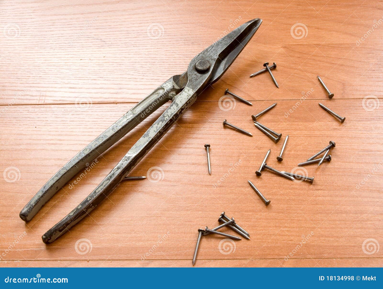 Tin snips and nails stock photo. Image of renovate, craft - 18134998